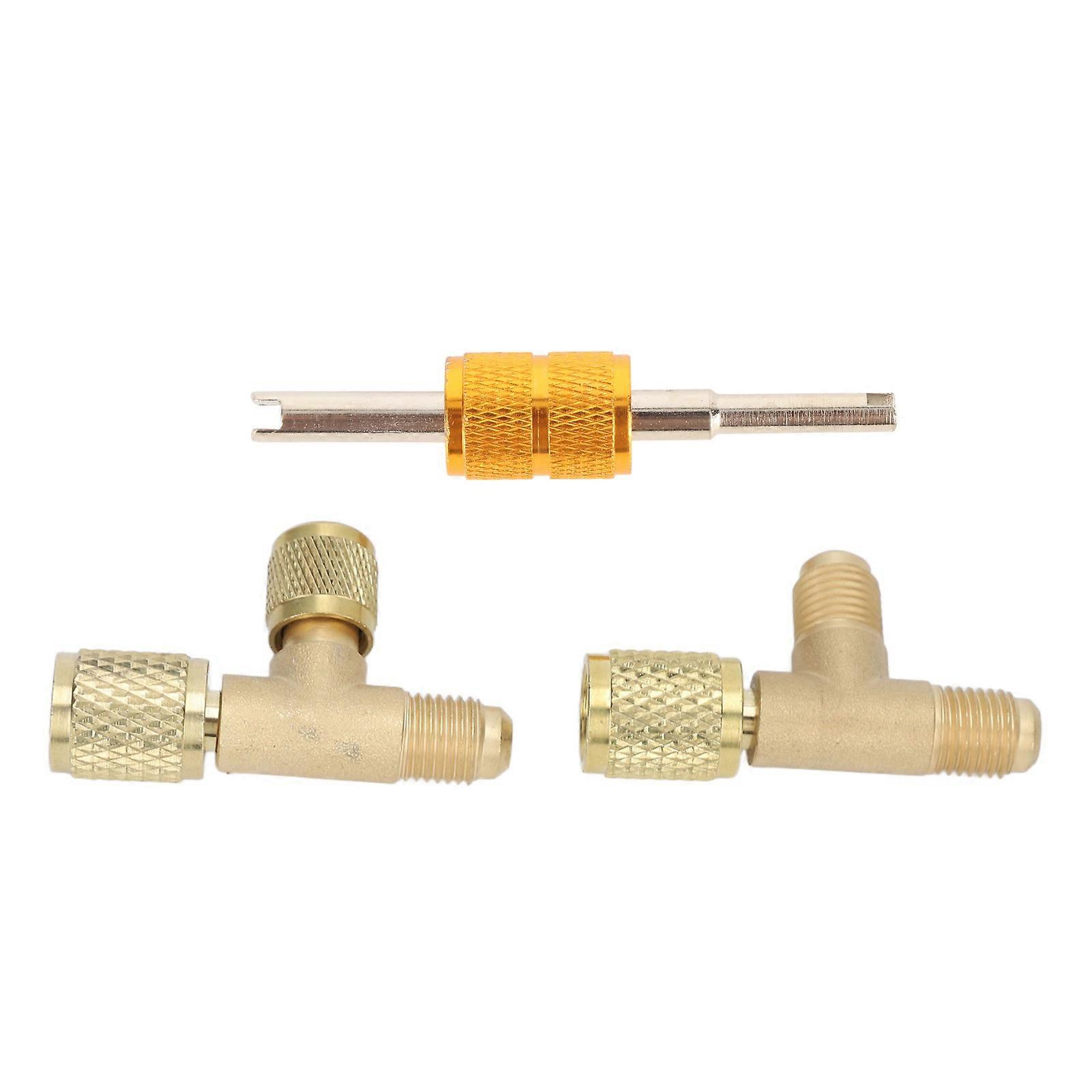 Brass Tee Adapter 1/4in Valves Core Quick Coupler Fittings for Vacuum ...