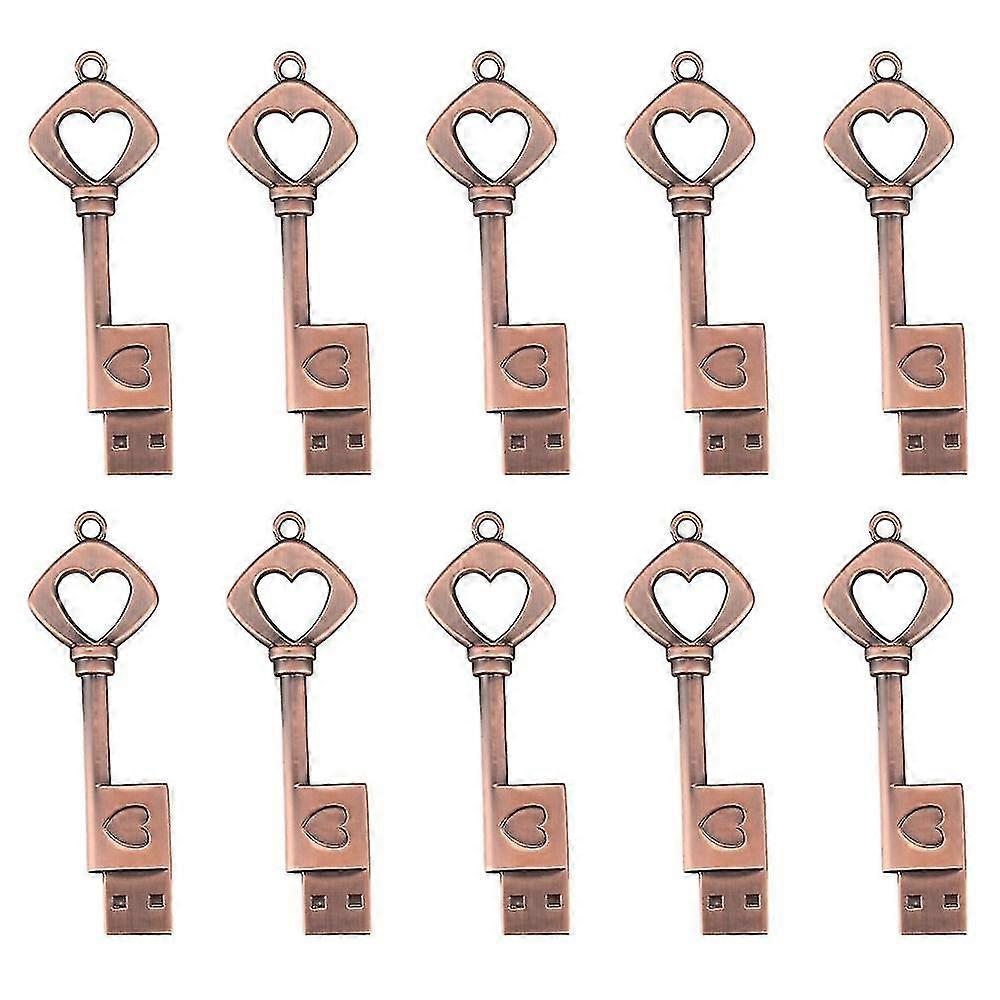 10x Usb 2.0 Metal Usb Pen Drive Pure Copper Heart Usb Flash Drive Key ...