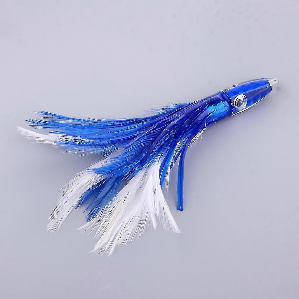 Fishing Lure 14cm 32g Rigged Resin Head Skirted Feather Trolling Marlin ...
