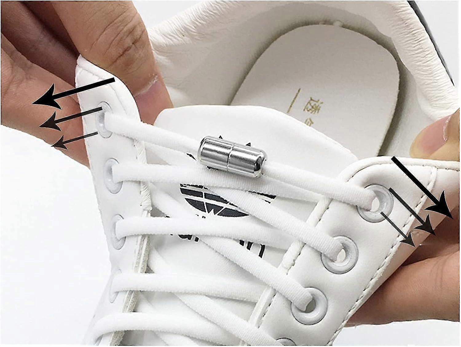 3 Pairs Pack Elastic Knotless Shoelaces With Metal Buckle Untied ...