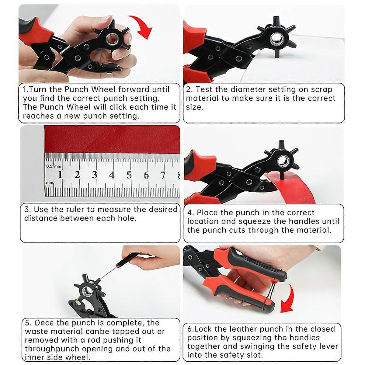 Leather Hole Punch Set, Professional Revolving Punch Plier Kit, Super ...