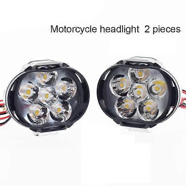 2Pcs 6 Led Motorcycle Light Headlight Assembly 10W 1000Lm Universal ...