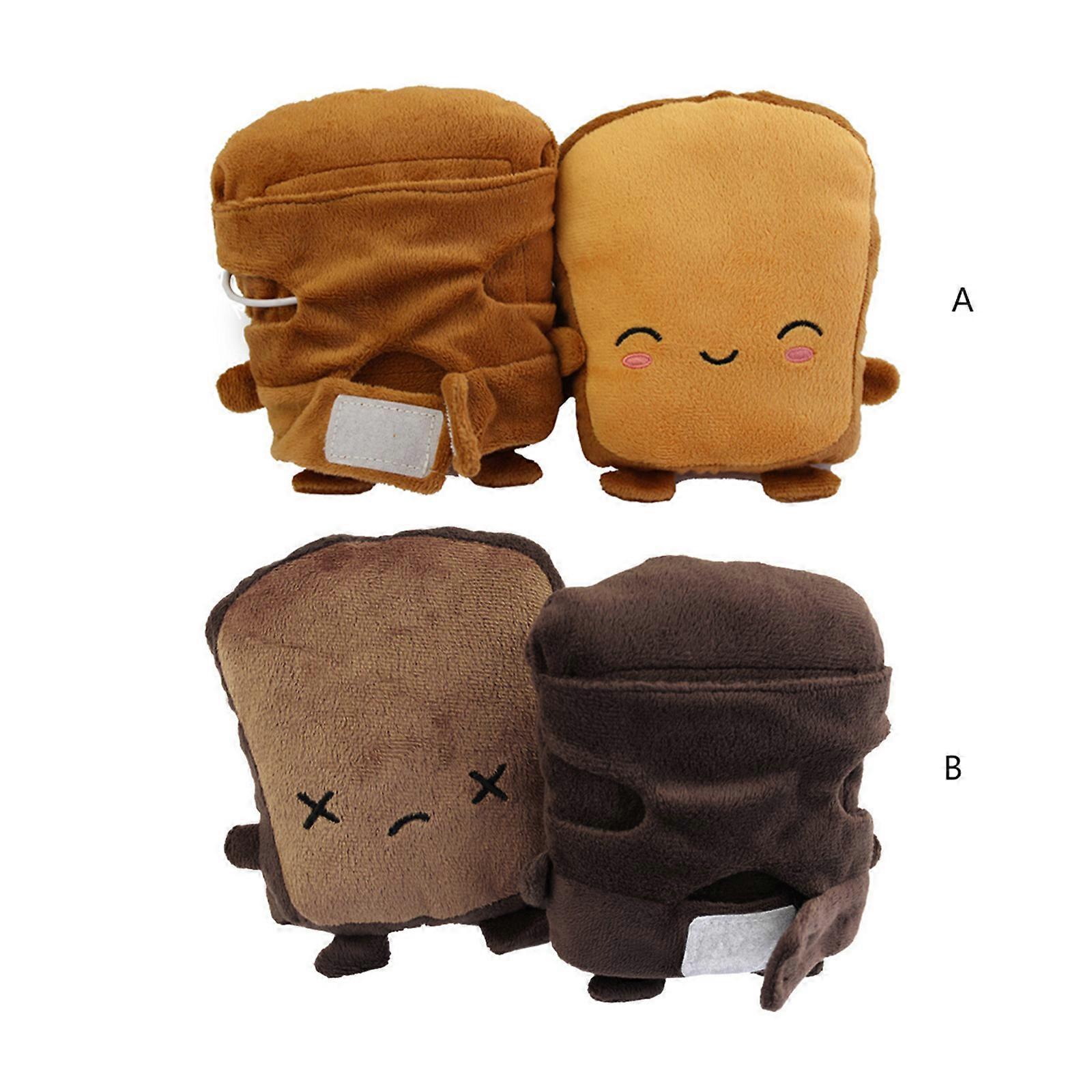 USB Heater Gloves 1Pair Cute Bread Toast Shape Hand Warmers Fingerless ...
