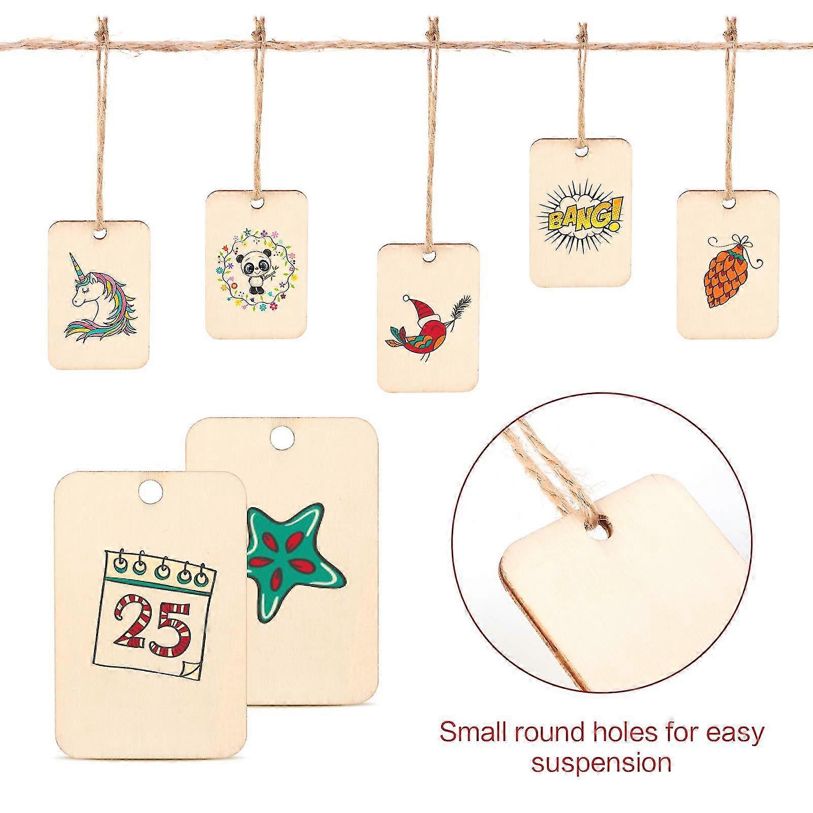 100 Pcs Rectangle Wooden Gift Tags For Craft Projects, Decorations ...