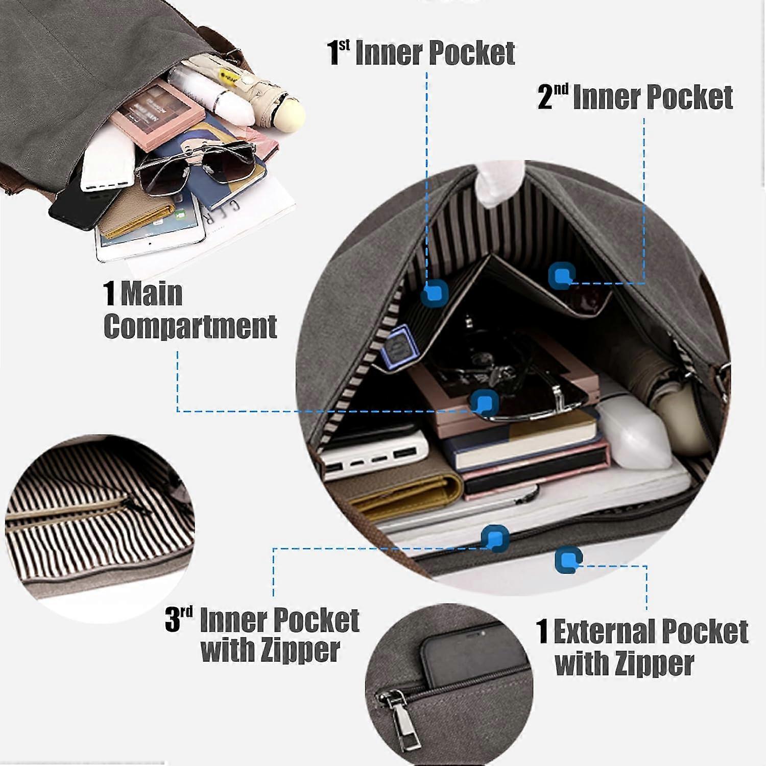 Large Tote Bag Convertible Backpack Purse for Women with Zipper Pockets ...