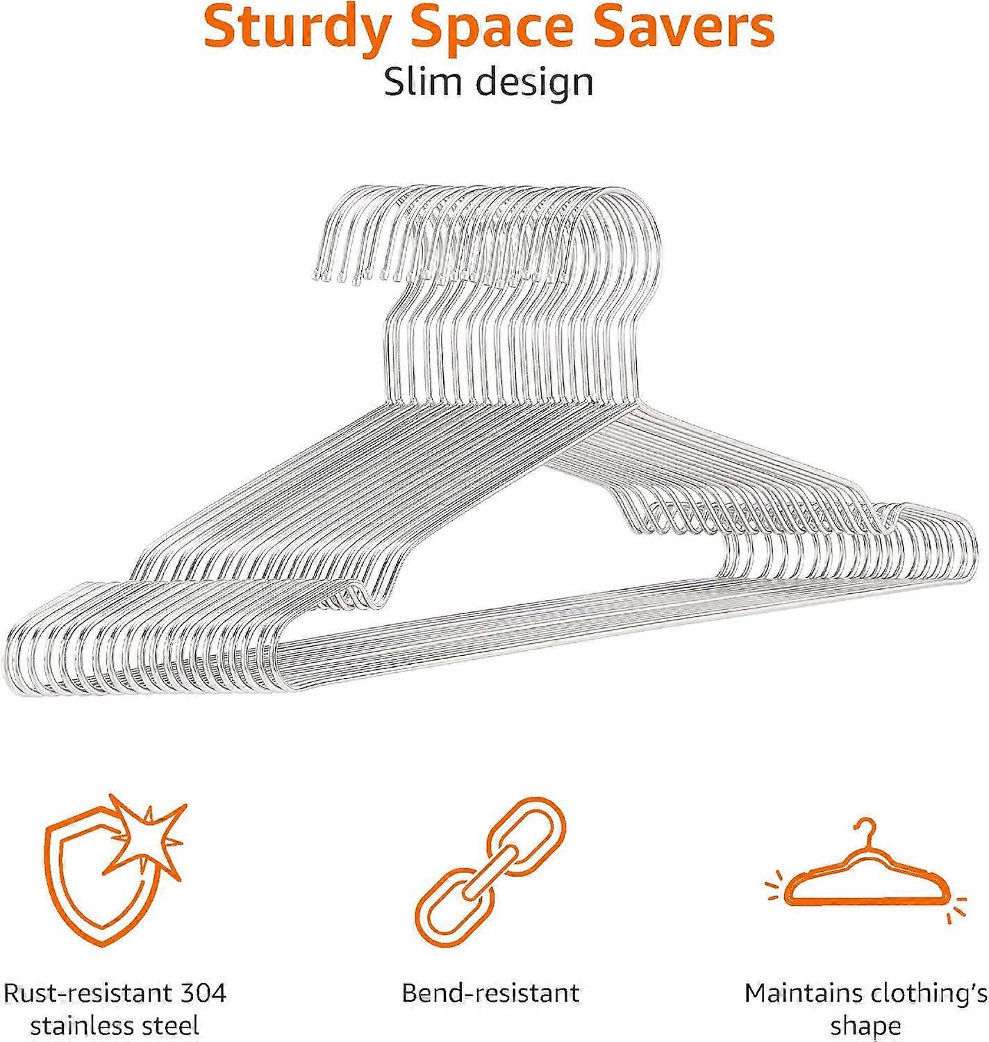 Amazon Basics Stainless Steel Clothes Hangers (20-Pack), Chrome | Fruugo UK