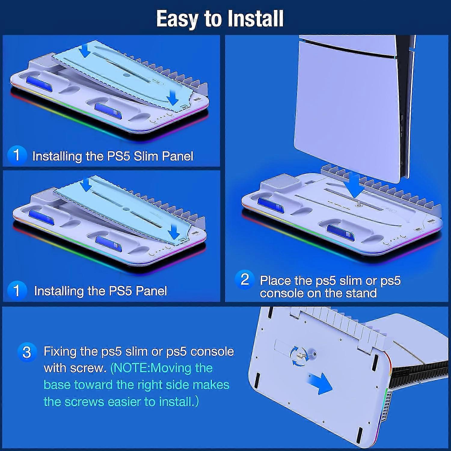 Ps5 Slim Stand With Cooling Station And Controller Charging Station For ...
