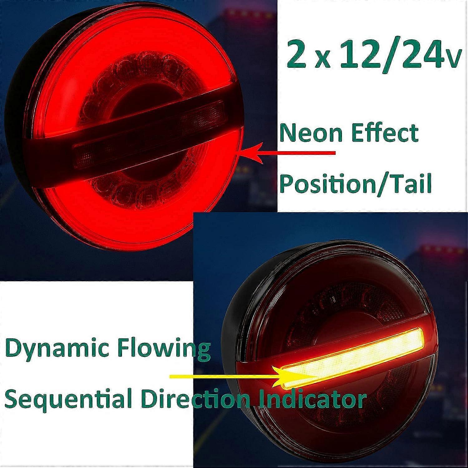 12V24V LED Hamburger Trailer Lights Rear 2Pcs Round LED Trailer Lights ...