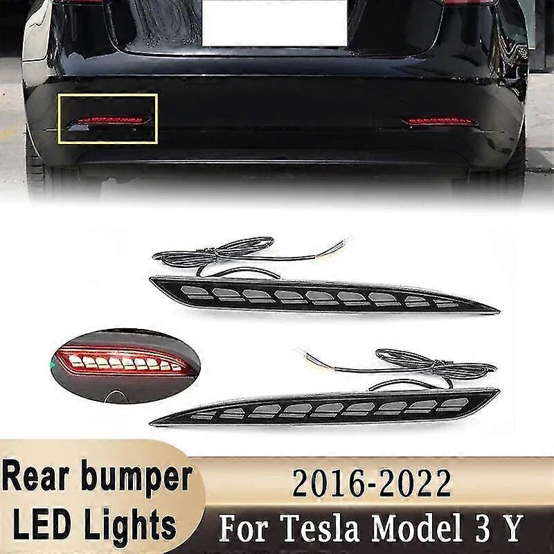For Tesla Model 3 Y 2016-2022 Dynamic LED Rear Bumper Signal Light Fog ...