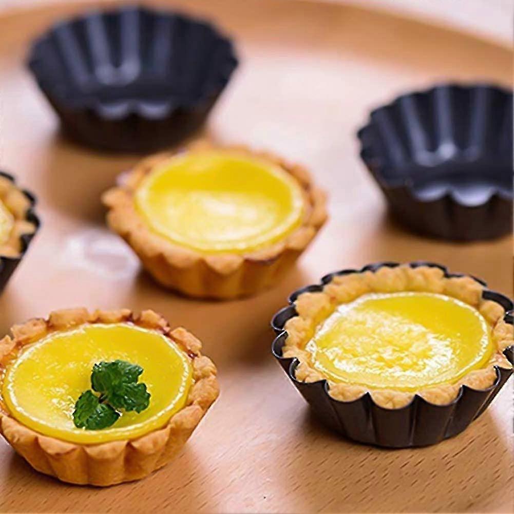 12 Pieces Tartlets Molds Tartlet Ramekins 6.5cm Mini Tart Pan(black ...