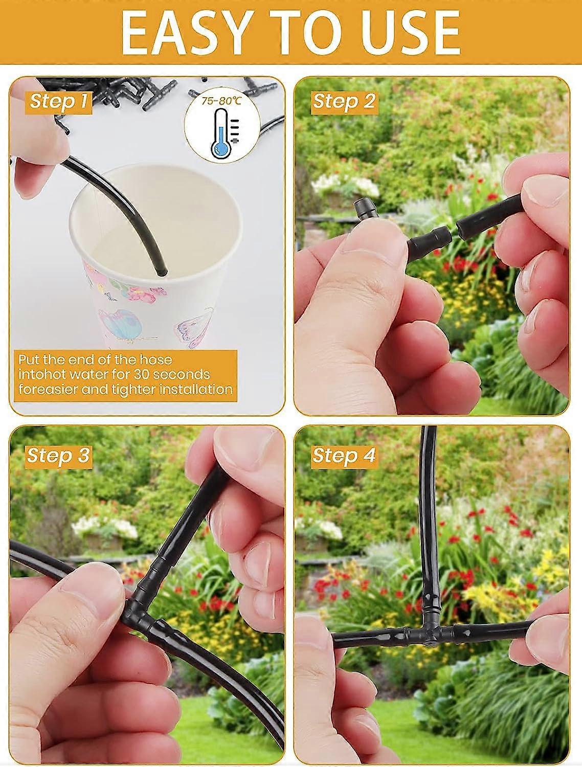 100 Pcs Tee Hose Fitting 4/7mm- T Fitting Connector PVC Sprinkler ...