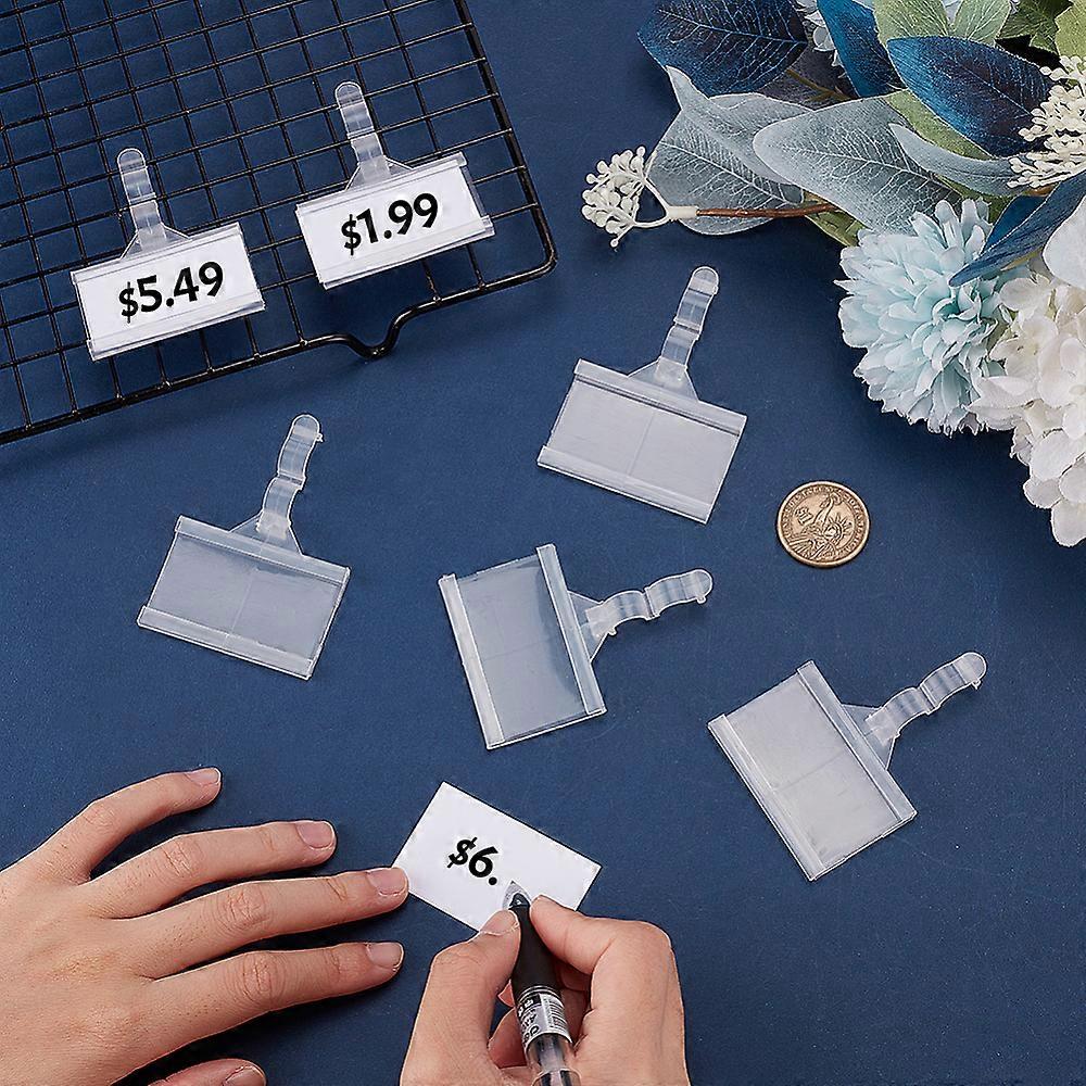 Rectangle Reusable Plastic Shelf Label Holders Store Signs Holders with ...