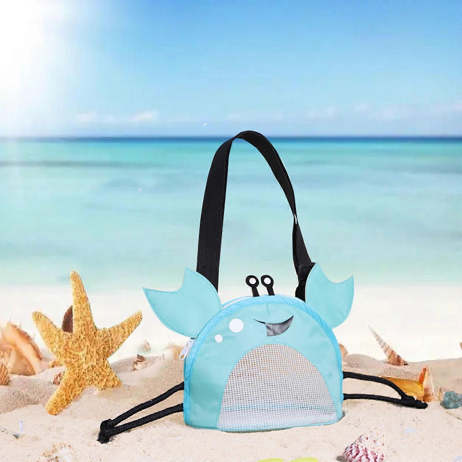 Beach Toy Shell Bags for Kids Cute Crab Shape Colorful Mesh Beach Bag ...