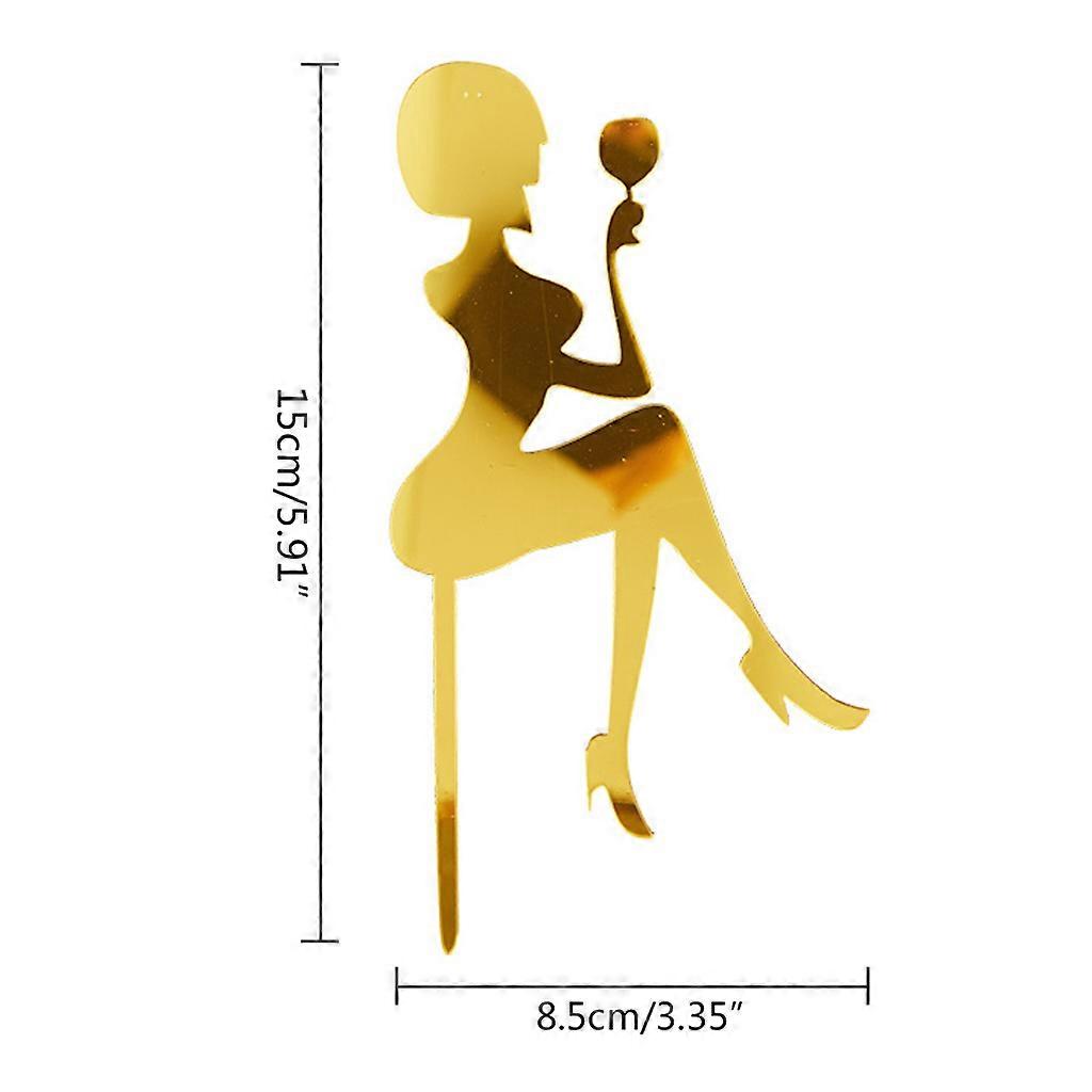 Goddess Acrylic Cake Topper High-heeled Lady Wine Glass Happy Birthday ...