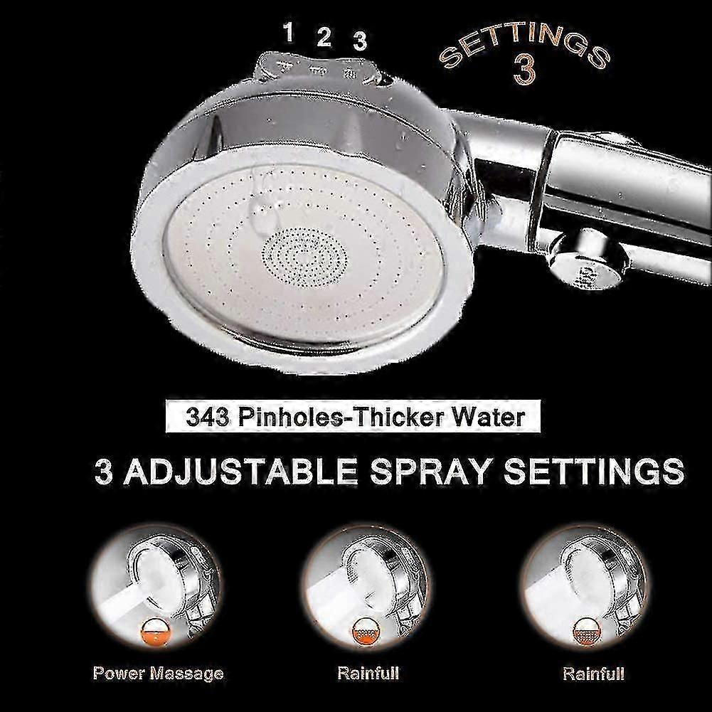 High Pressure Shower Head, 3-settings Handheld Showerhead With On/off ...