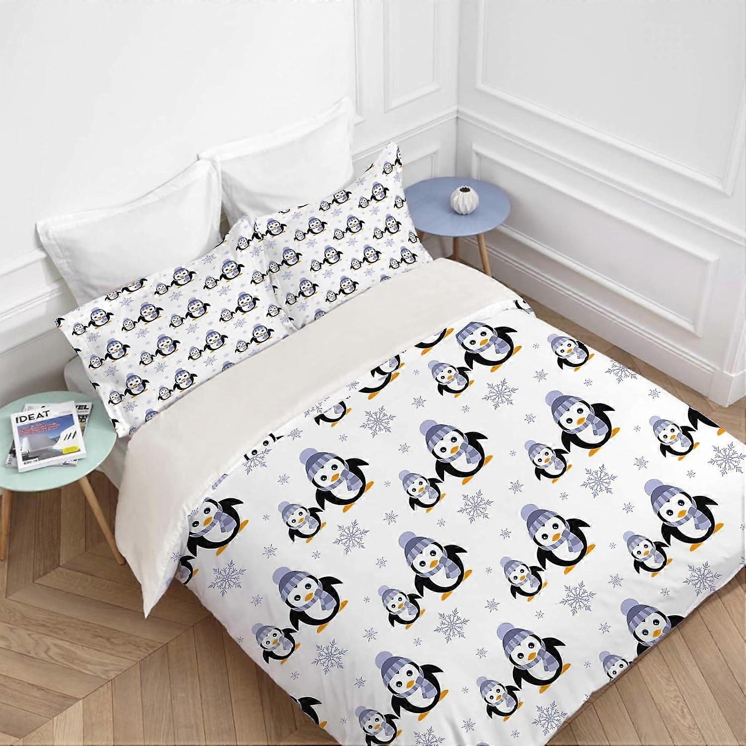 Cartoon Penguin Animal Theme Bedding Set for Bedroom Decor Twin Size ...