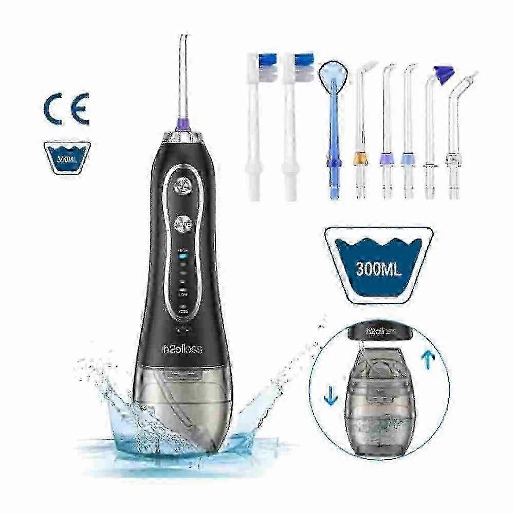 H2ofloss HF-6 Cordless & Portable Water Flosser with 5 Nozzle Tips ...