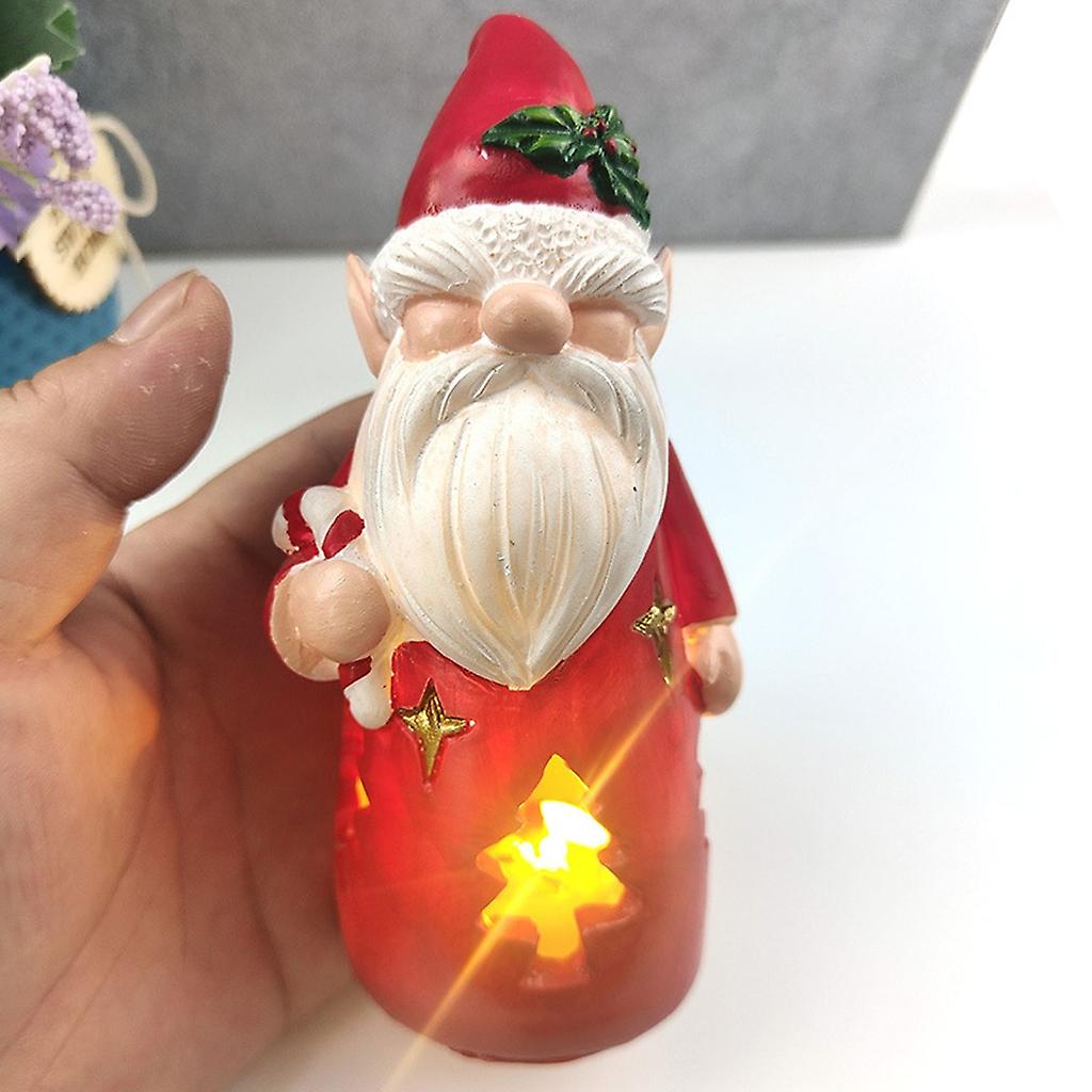 Christmas Santa Figurine With Led Light Resin Statue Ornament Model For ...