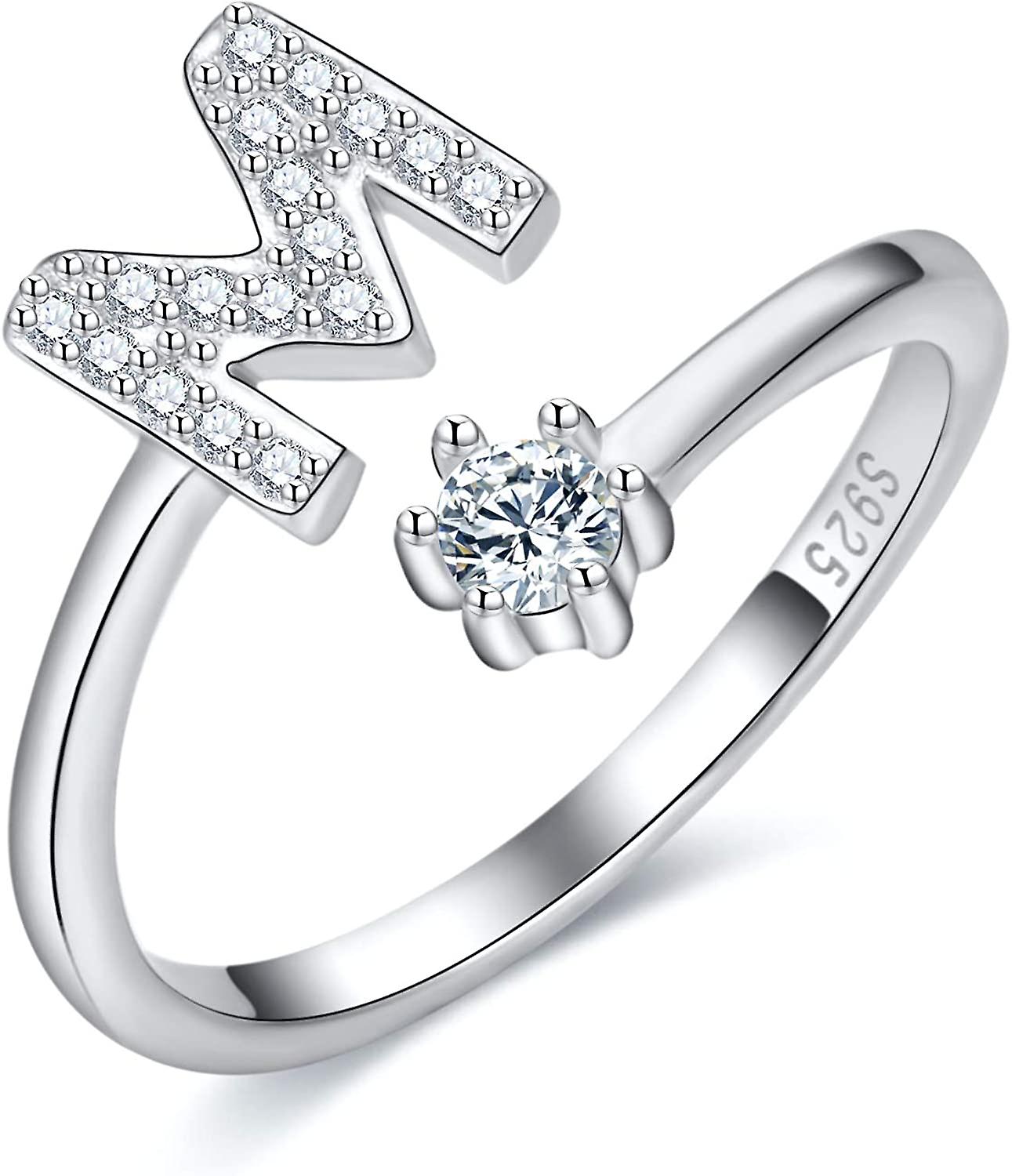 Adjustable Initial Letter Ring For Women Girls 925 Sterling Silver A-z ...