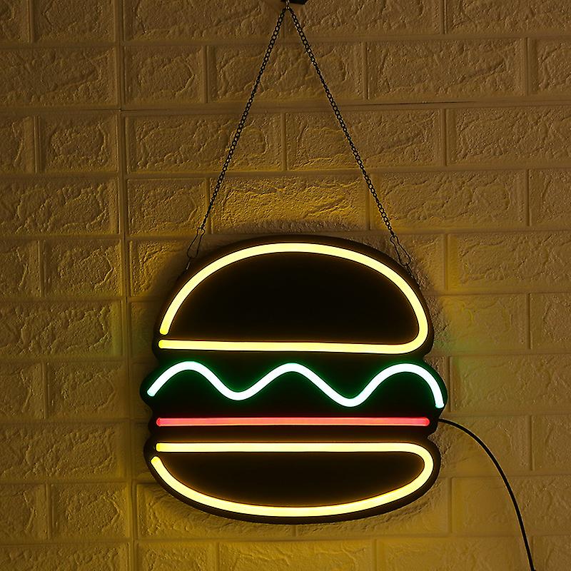 Hamburger neon logo for wall decor, 12 x 12 inch LED neon sign for ...