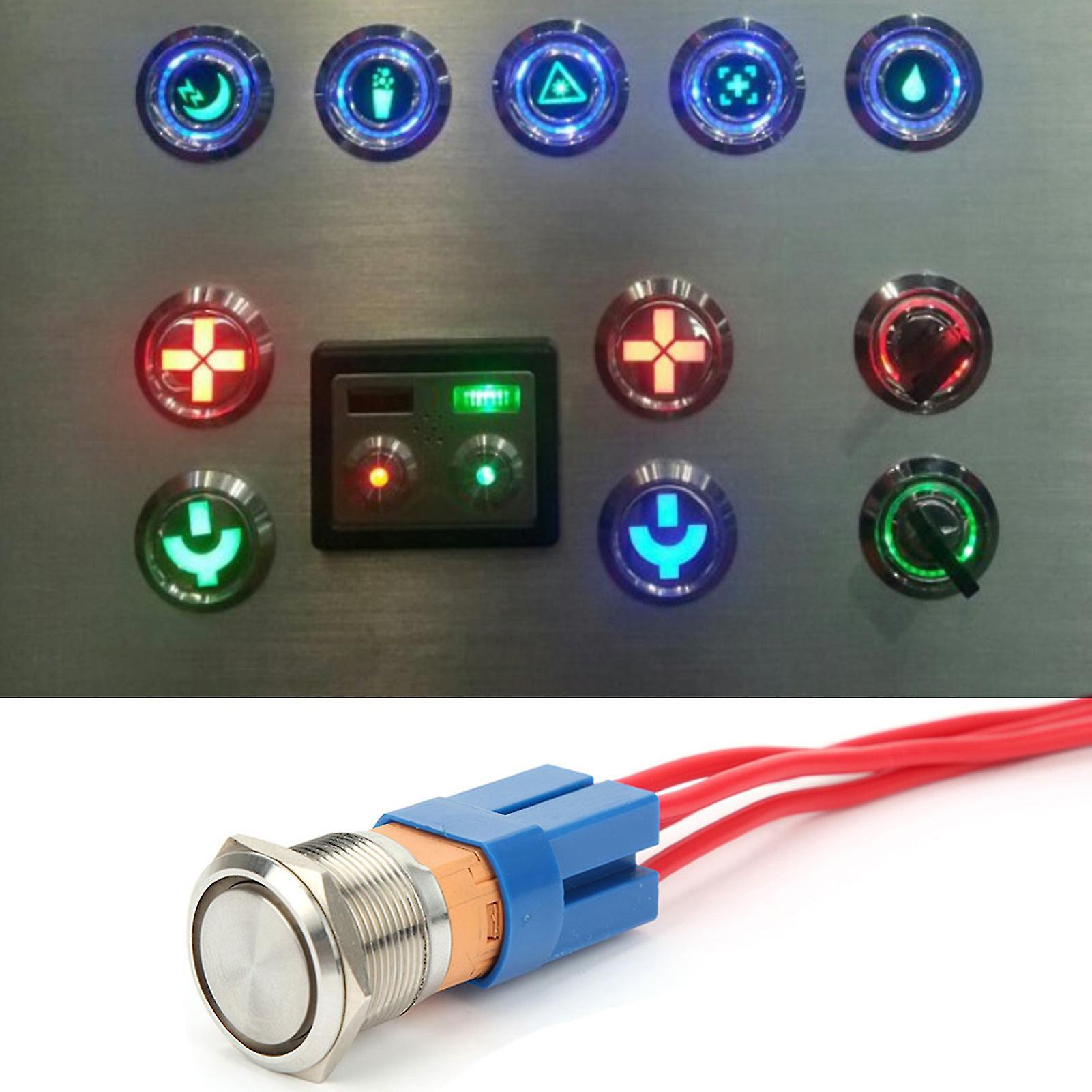 22mm AC250V 20A Push Button Switch: Flat Head Metal with 4Pin Socket ...