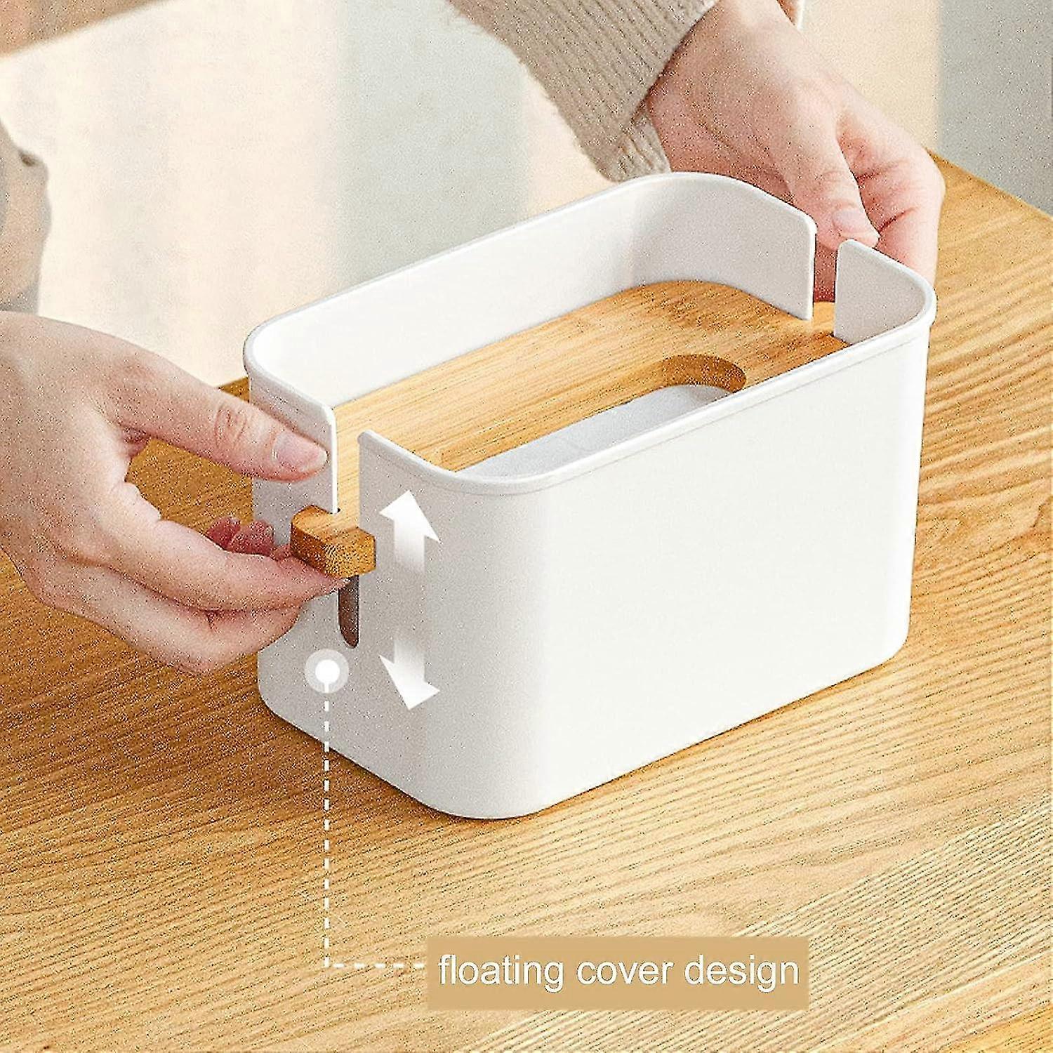 4.3inch Tissues Box Cover Rectangular Lifting Tissue Box Bamboo + PP ...