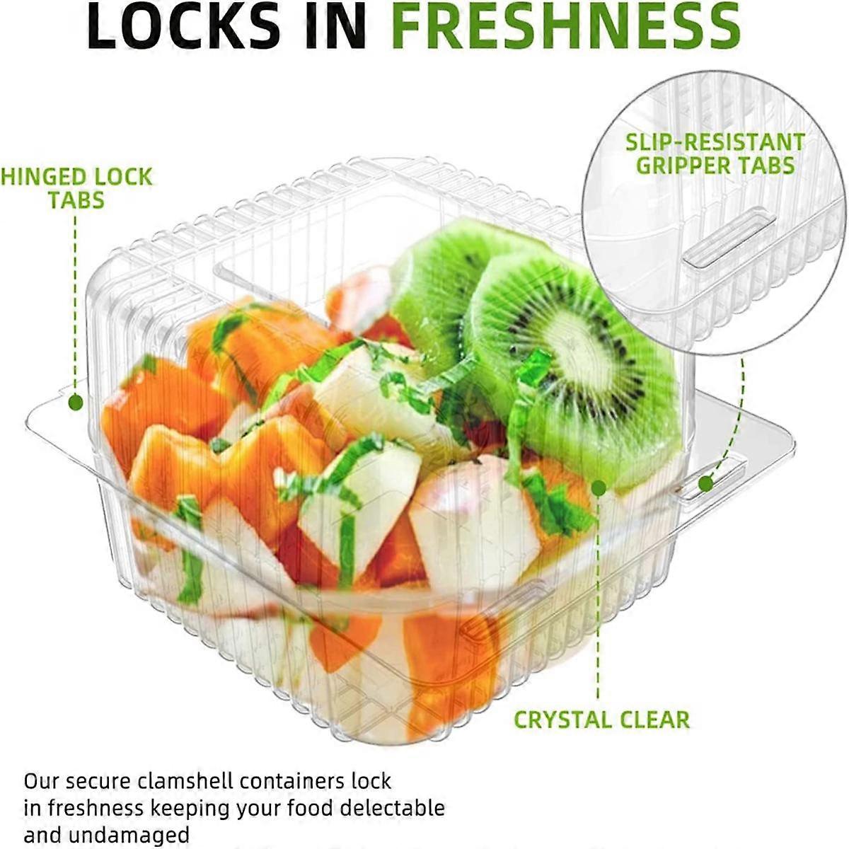 100 Count Clear Plastic Hinged Clamshell Takeout Tray Food Clamshell ...
