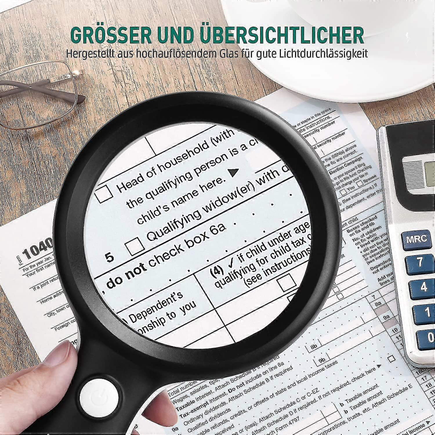 Reading Magnifiers Magnifier With Light, Magnifying Glass 10x ...