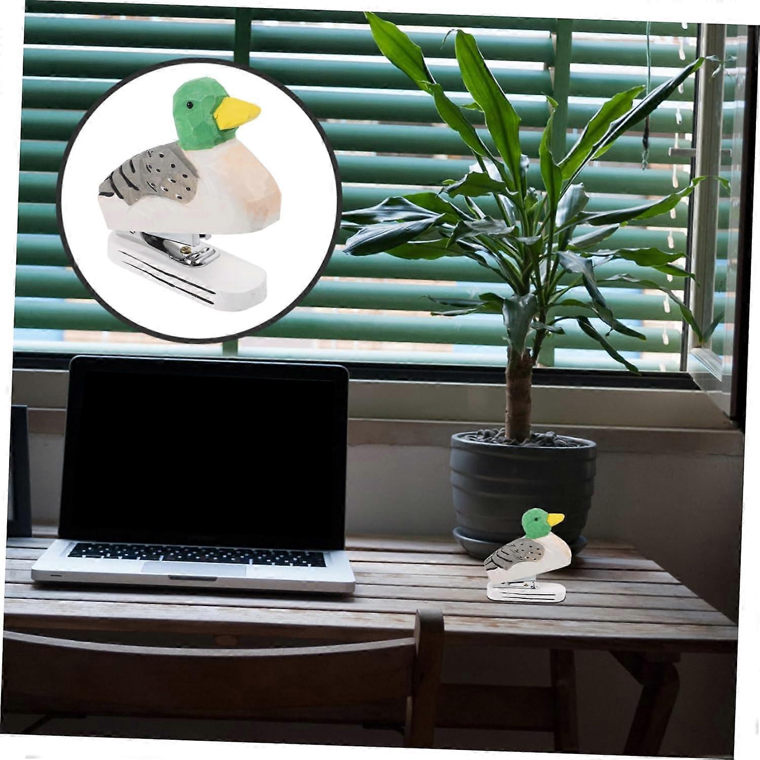 Mini Desktop Stapler Funny Stationery Carved Wooden Stapler Paper ...