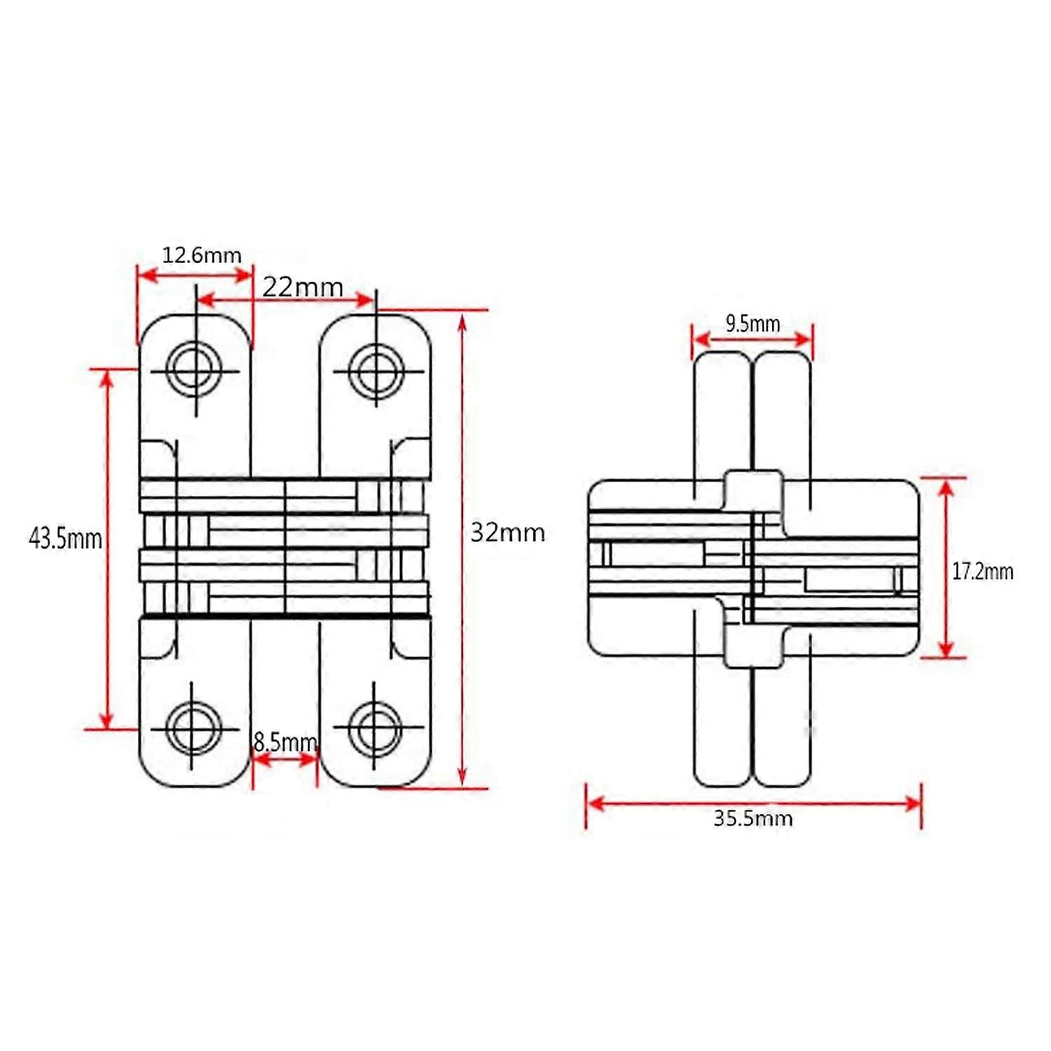 Pieces Folding Hidden Hinge Cross Arched Cabinet, Invisible Hinge ...