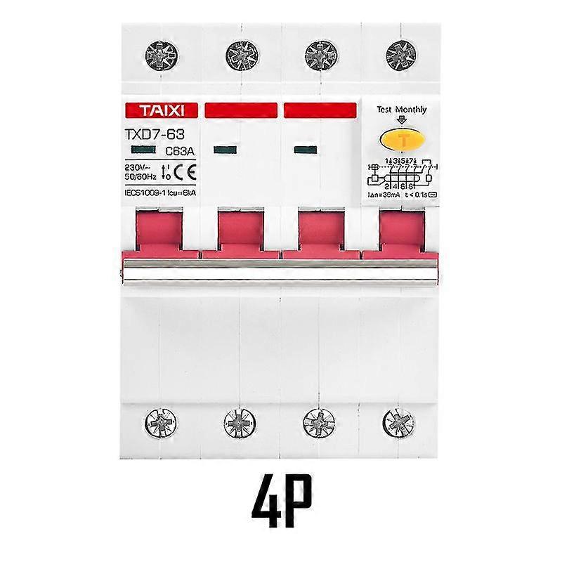 Three-phase Rcd 3p 4p Circuit Breaker Leakage Protector 15ma 30ma Rcbo 20a 25a 40a 80amp 230 ...
