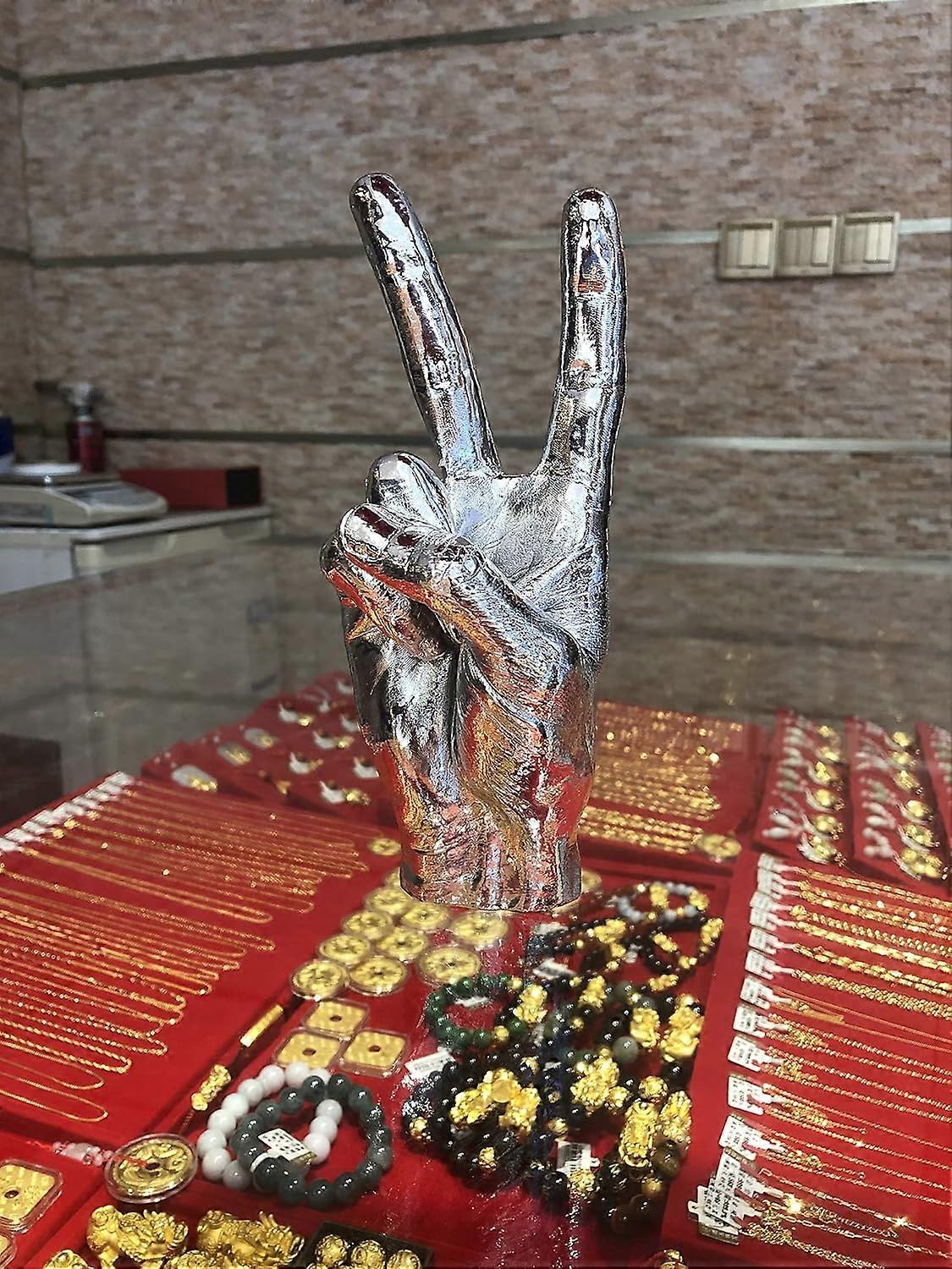 Silver Polyresin Hand Gesture Desk Statues Finger Sculpture Decor ...