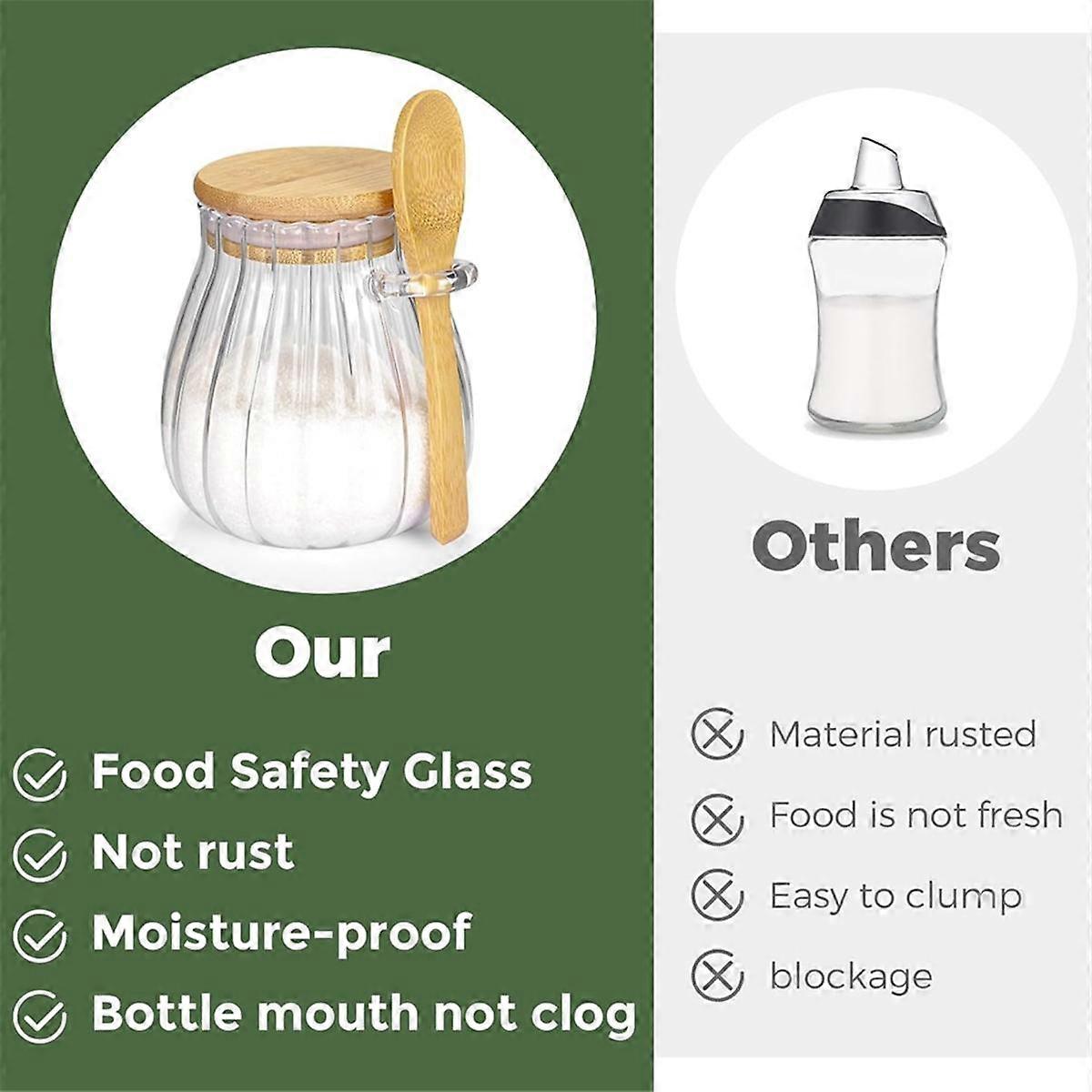 Sugar Container with Bamboo Lid and Spoon, Glass Jar for Coffee Bar ...