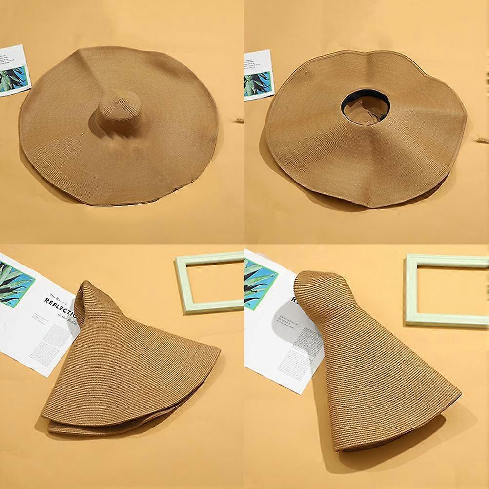 70CM Oversized Beach Straw Hat,Foldable Roll up Floppy Big Beach hat ...