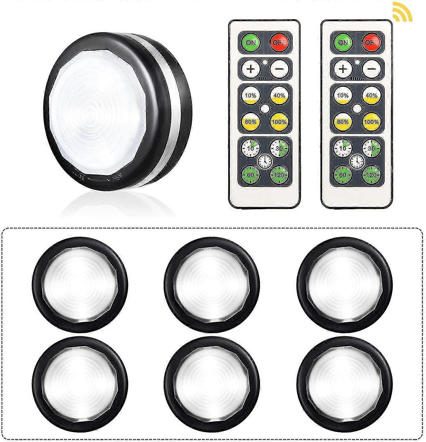A set of 6 LED cabinet lighting batteries, cabinet lights with remote ...