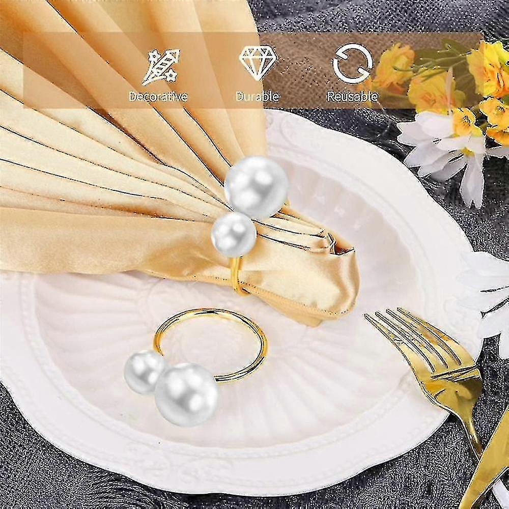 20pack Pearl Napkin Rings Set Gold Napkin Buckles Metal Holiday Napkin ...