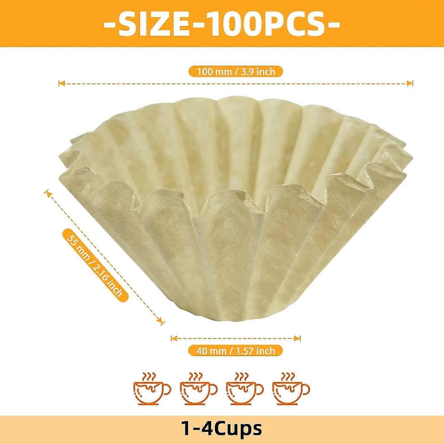 100 Pack Coffee Filters,1-4 Cup Basket Natural Paper Coffee Filters for ...