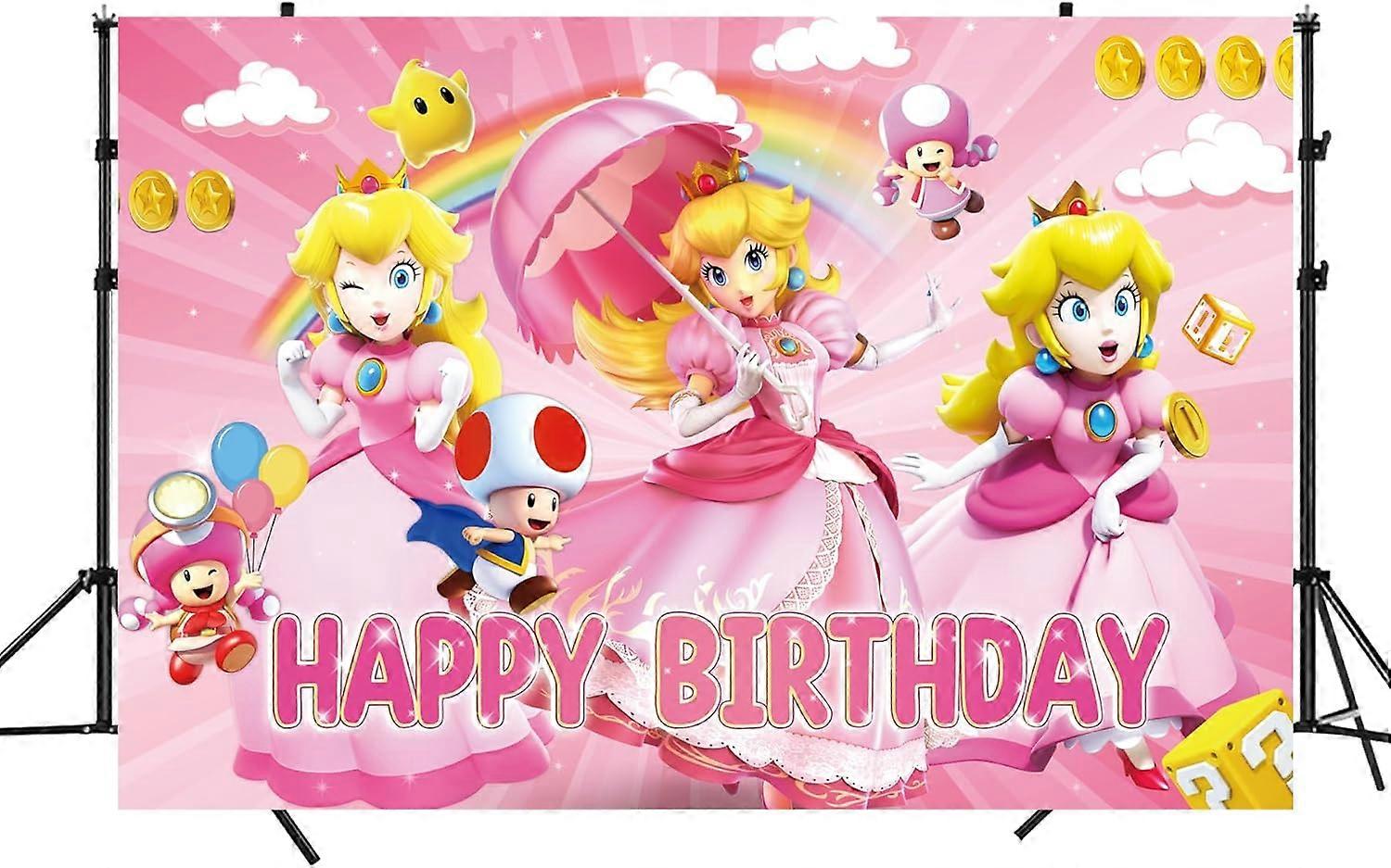 Princess Peach Background, Princess Peach Birthday Party Supplies Mario ...