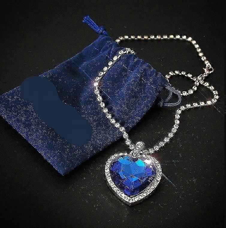 Blue Crystals Heart Love Shaped Necklaces Jewelry, Heart Of The Ocean ...