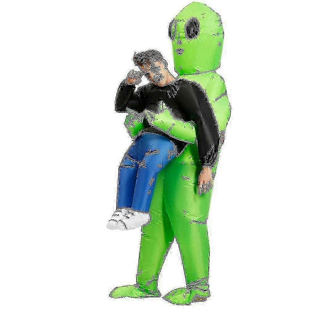 Green Alien Carrying Human Costume Inflatable Funny Blow Up Suit ...