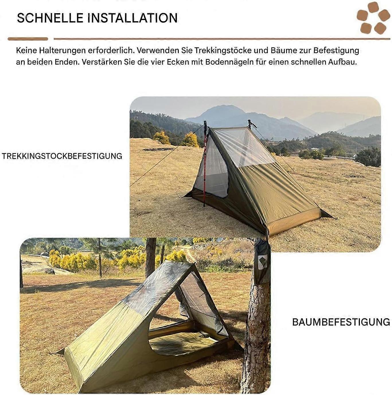 1 Person Backpack Tent, Compact Waterproof Camping Tent with 6 Pegs, 2 ...