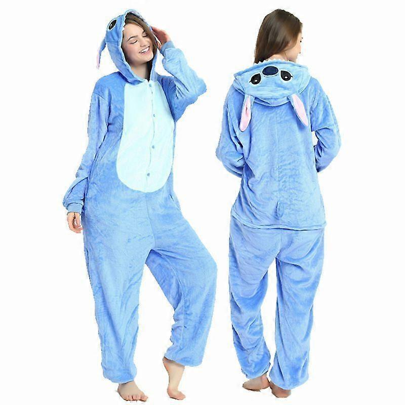 Kids Adult Pink Blue Stitch Cartoon Animal Pajamas Cosplay Costume ...