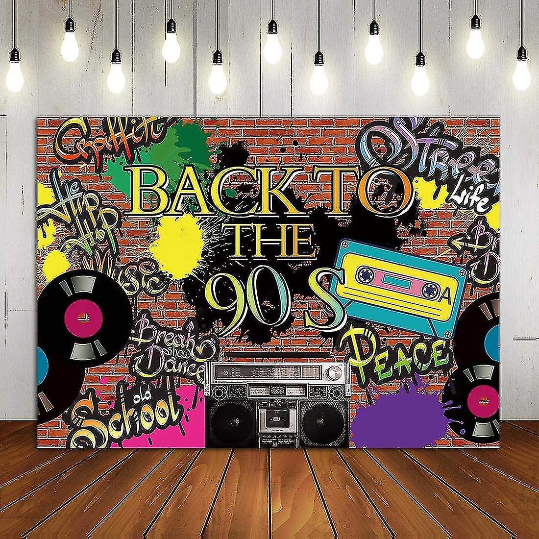 Back To The 90s Themed Party Backdrops Hip Hop Graffiti Retro Wall ...