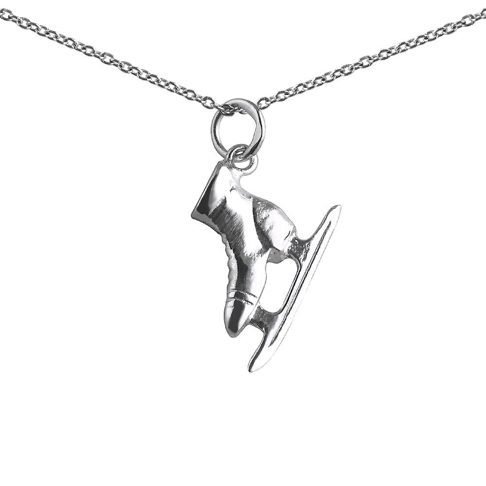 Silver 13x20mm Ice Skating Boot Pendant with a 1mm wide rolo Chain 24 ...