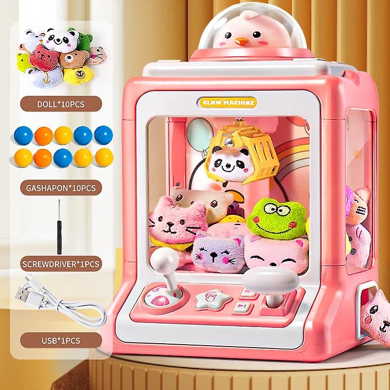 Diy Automatic Doll Machine Kids Coin Operated Play Game Mini Claw Catch ...