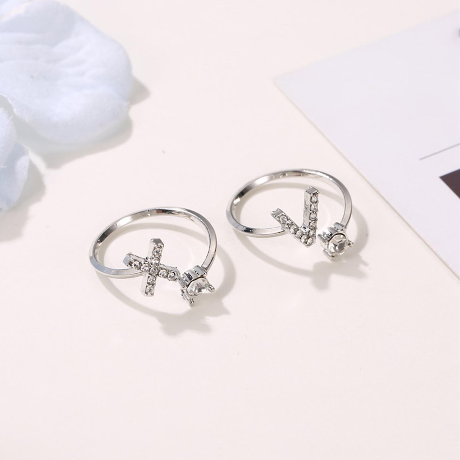 Adjustable A to Z Alphabet Open Ring Couple Wedding Band Jewelry ...