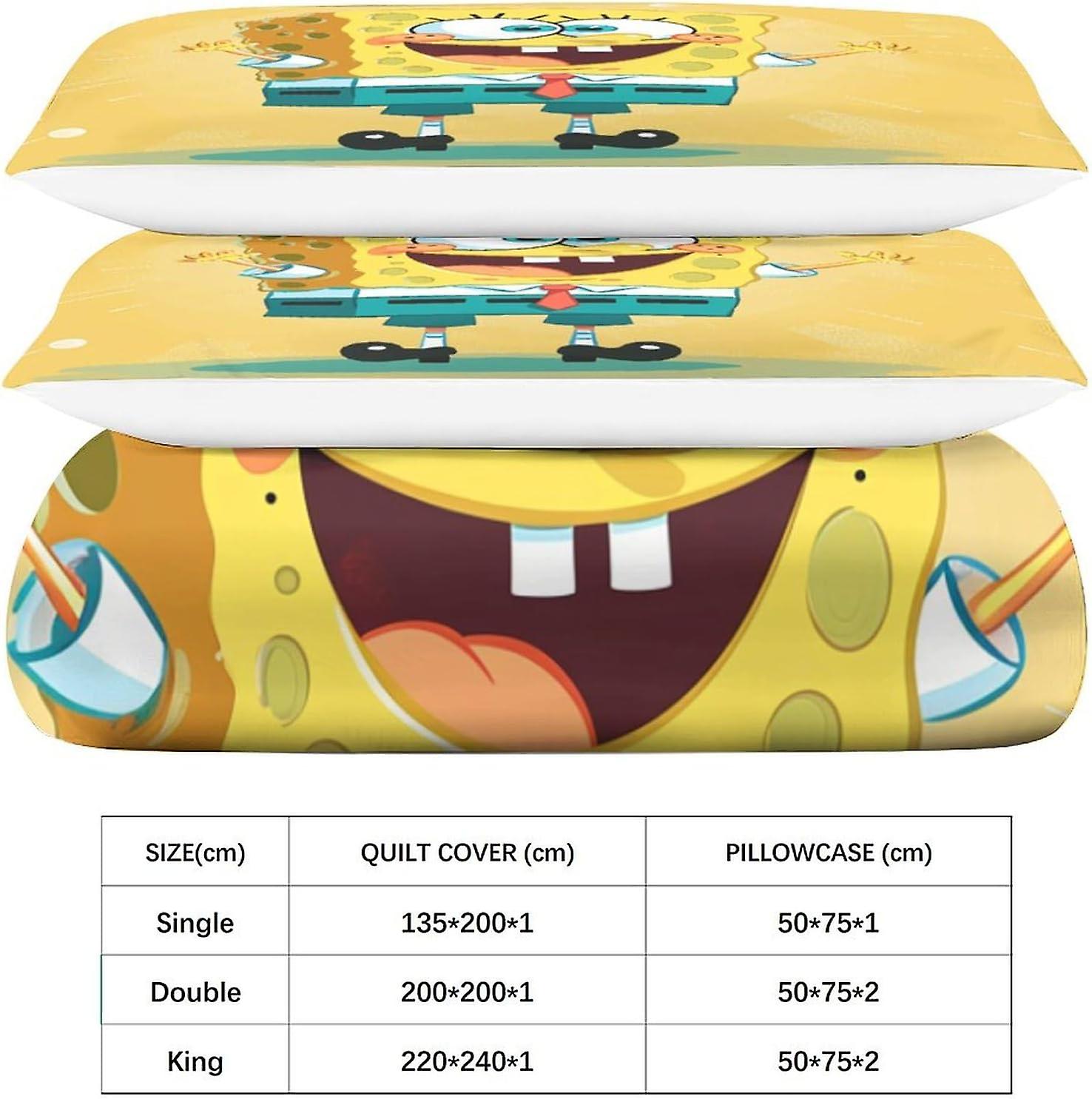 DSJackson SpongeBob 3PCs Quilt Cover 3D Printed Cartoon Duvet Cover ...