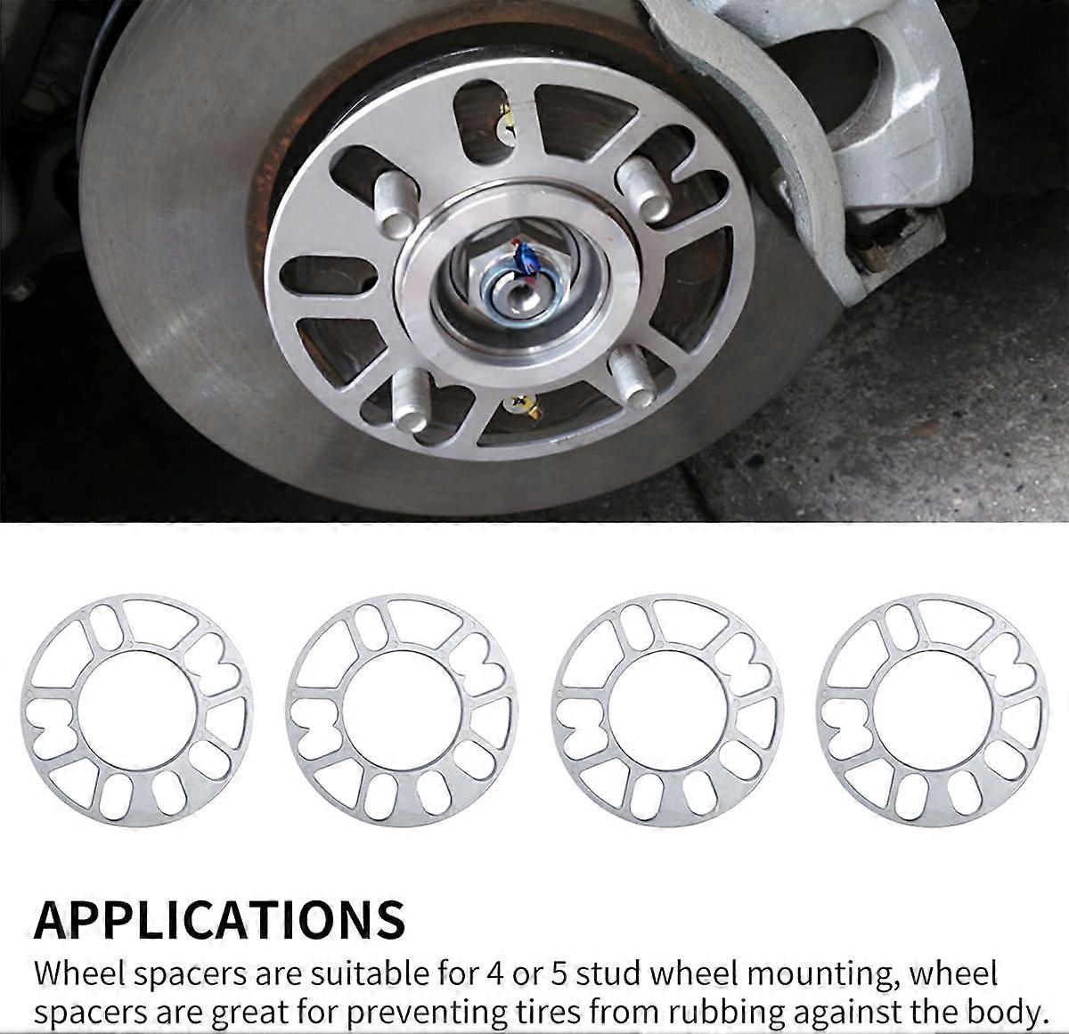 4 (5 mm) Universal Wheel Spacers for Vehicles, Aluminium Alloy Wheel ...
