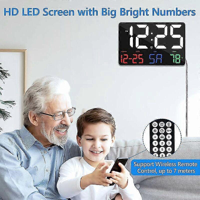 Clock Digital Wall Clock, 30cm Large Screen LED Digital Alarm Clock ...