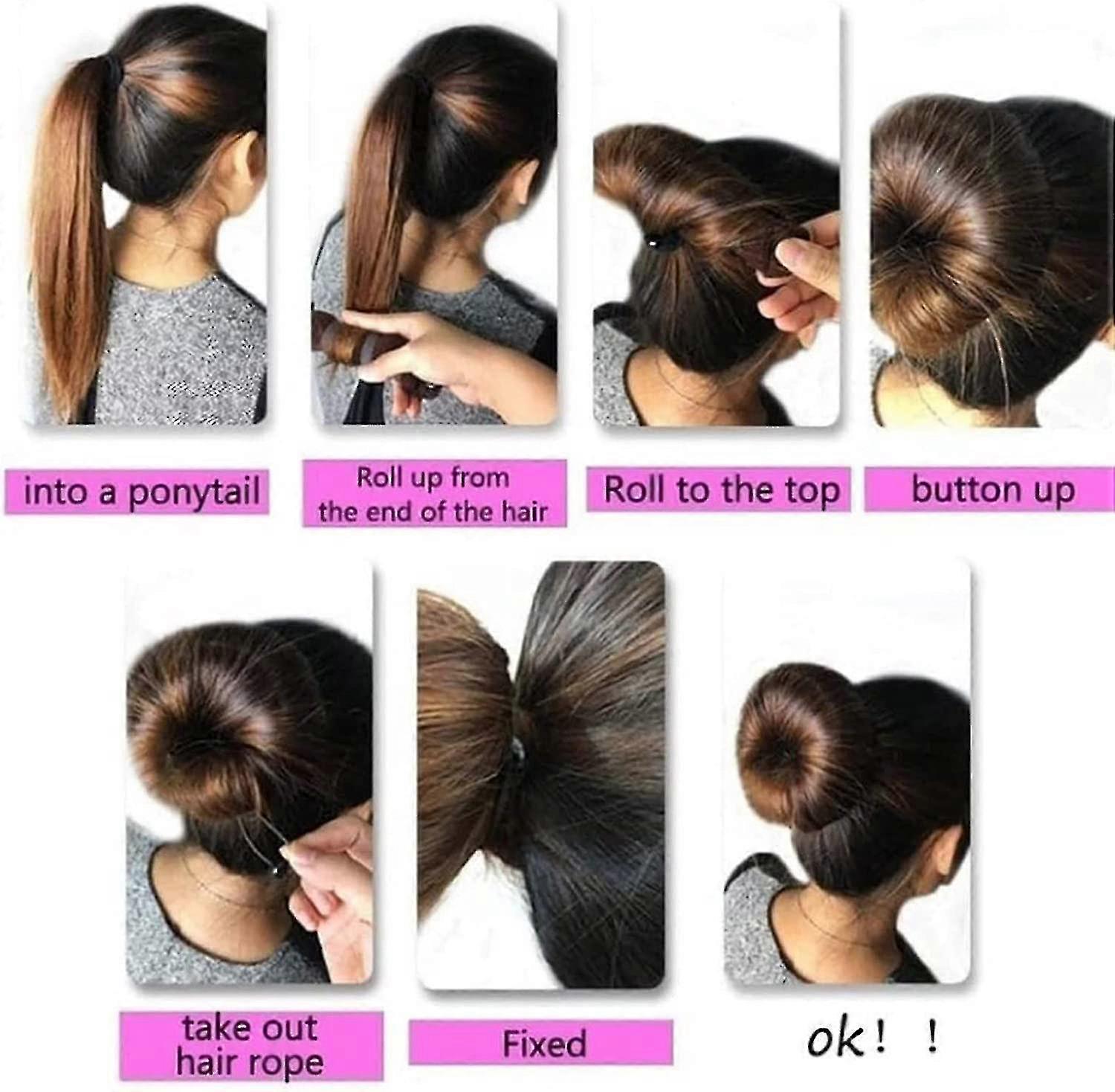 3pc Quick Hair Donut Bun Band Maker Hair Bun Tool Snap Hair Roller ...